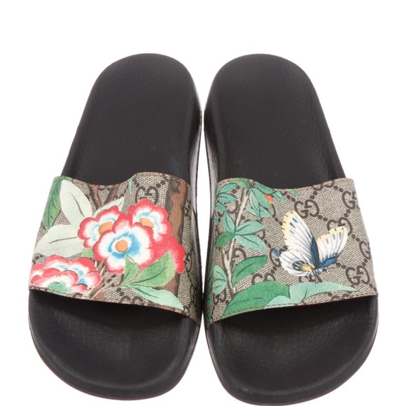 Gucci | Shoes | Gucci Pursuit Pool Slide Supreme Floral Gg Sandals Size ...